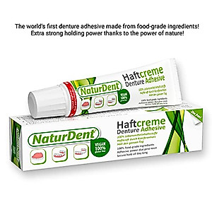 NaturDent Natural Denture Adhesive | Holds Dentures Longer and Stronger with NO Yucky Taste NO Zinc NO Paraben | Smile and Eat with Confidence | Gifts for Anyone with Dentures (2 Tubes)