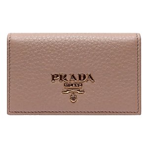 Prada Beige Vitello Grain Leather Credit Card Holder Small Wallet 1MC122