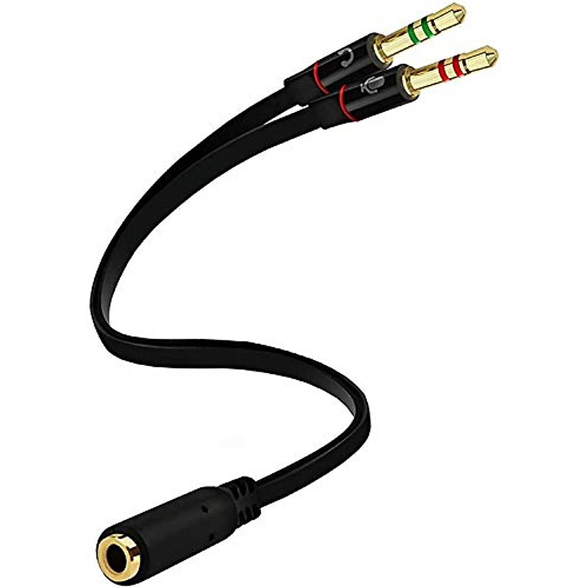 klangdorf Headphone mic Audio Y Splitter - AUX Adapter 3.5mm Female to 2 Male. Earphones to PC, Computer, Laptop. Single Jack to Mic and Audio Voice Sound