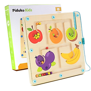 Pidoko Kids Color Sorting Fruits Magnetic Maze - Montessori Educational Toys for Toddlers - Learning Fine Motor Skills for Preschoolers