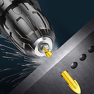 Masonry Drill Bits Set for Tile Glass Ceramic Brick Wood, 10 pcs Diameter 1/8 to 1/2 Inch Drilling Bits with 1/4 Hex Shank, Gold,