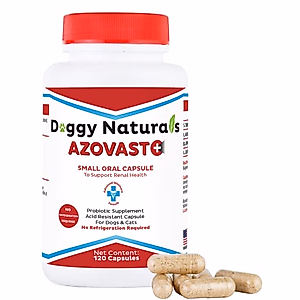 Azovast Plus Kidney Health Supplement for Dogs & Cats, 120ct - NO Refrigeration Required - Help Support Kidney Function & Manage Renal Toxins - Renal Care Supplement Capsule(U.S.A) (120 Caps)