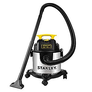 STANLEY 4 Gallon Wet Dry Vacuum, 4 Peak HP Stainless Steel 3 in 1 Shop Vacuum Blower with Powerful Suction, Vacuum for Job Site, Garage, Basement, Workshop, Top Handle, Portable Wet Dry Vac SL18301-4B