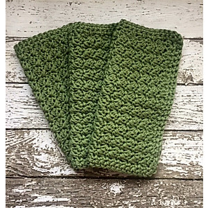 Handmade Dish Cloths Sage Green Cotton Dishcloths Set of 3 Crochet Washcloths