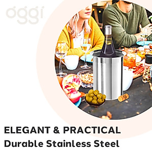 OGGI Iceless Wine Chiller with Removable Cooler Inserts - Highly Rated Wine Bottle Chiller and Single Wine Bottle Cooler, Ideal Wine Gifts; Keeps Wine Chilled for Hours, Stainless Steel