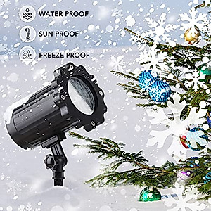 Christmas Snowflake Projector Lights Outdoor, Lasama Highlight Led Snowfall Projection, Waterproof Landscape Christmas Decorations Lighting for Xmas Home Party Wedding Garden Patio
