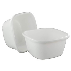 Ggbin 18 Quart Plastic Dish Pans, 13.58"x13.58"x7", 2 Packs(White)