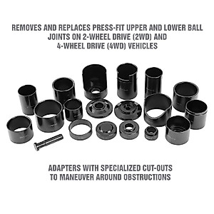 OEMTOOLS 25104 21-Piece Master Ball Joint Press Kit, Ball Joint Puller for Upper and Lower Ball Joints, U-Joints, and Brake Pins, Automotive Tool Kit Compatible with 2WD and 4WD Vehicles