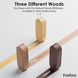 Possibox Custom Swivel Wooden USB 2.0 Flash Drive 128MB Imprinted or Engraved with Your Logo - Bulk Wholesale Promotional - 50 Pack