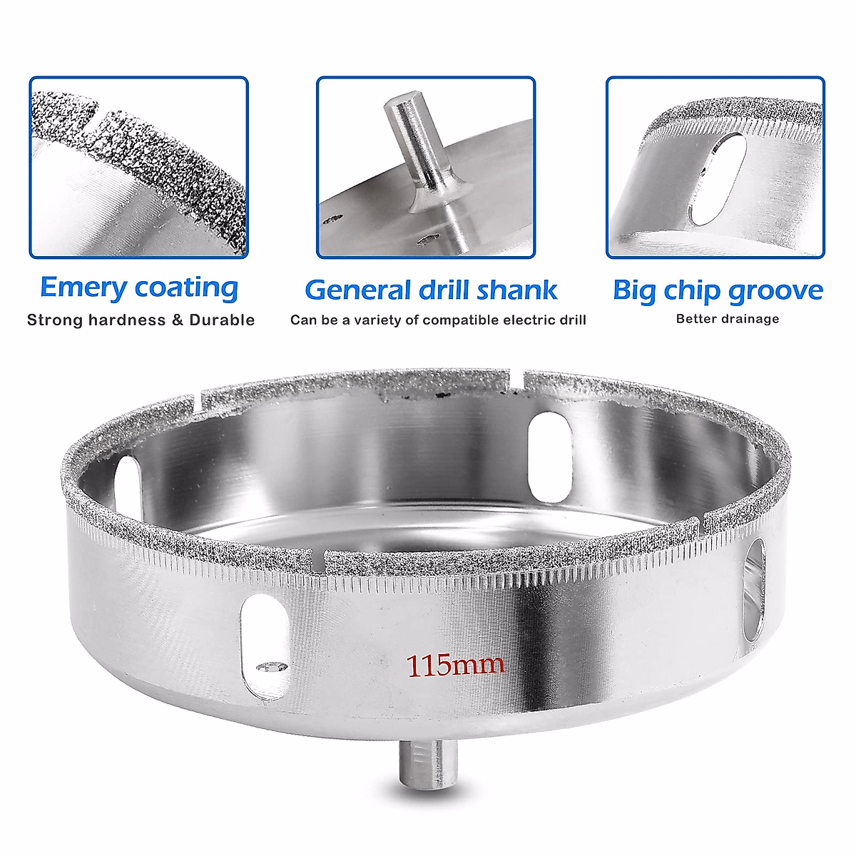 Luomorgo 115mm/4 1/2 inch Diamond Hole Saw, 1.1 inch Cutting depth Diamond Diamond Drill Bits for Glass Ceramic Marble Porcelain Tile Granite Quartz Gemstone