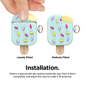 elago Ice Cream AirPods Case with Keychain Designed for Apple AirPods 1 & 2, Shockproof Protective Skin, Cute Accessories for Girls, Kids, Boys [US Patent Registered] (Mint)