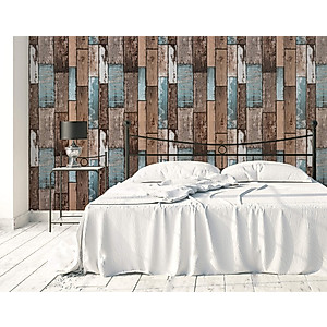 118''x17.7''Wood Wallpaper Peel and Stick Wood Contact Paper Wood Plank Wallpaper Stick and Peel Self Adhesive Wallpaper Removable Wallpaper Rustic Distressed Wood Look Wallpaper Faux Vinyl Roll