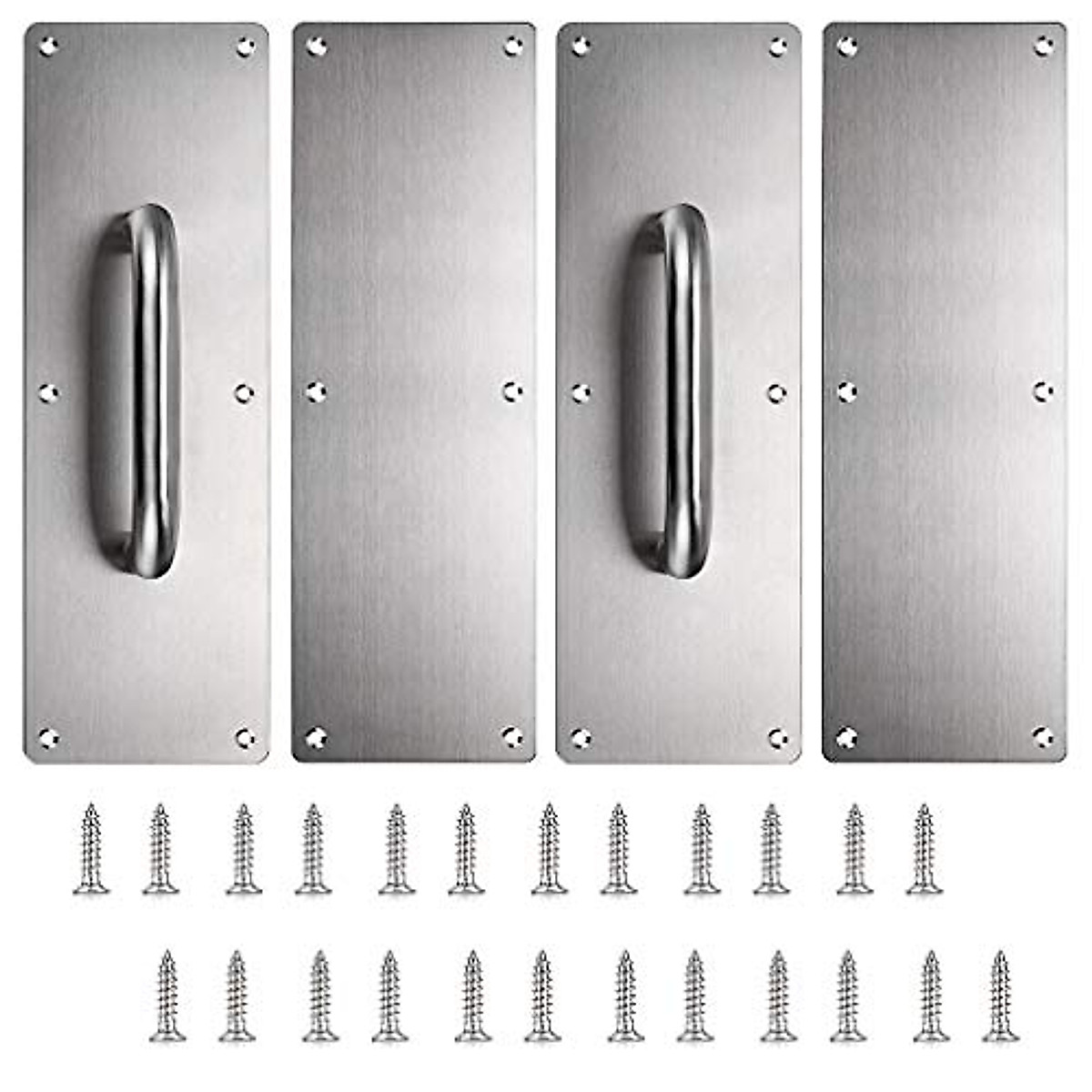 Sumnacon 2 Set 12" Stainess Steel Door Handle Pull & Push Plate - Heavy Duty Gate Handle Bar for Home/Office/Warehouse/Public, Suitable of Wooden/Composite Door with Screws, Brushed