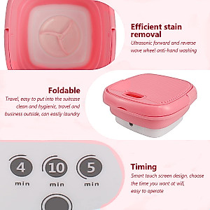 Portable washing Machine,Foldable Mini Washing Machine, Small Washer for Baby Clothes, Underwear or Small Items, Apartment, Dorm, Camping, RV Travel laundry- Gift Choice (Pink)