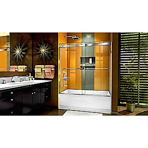 DreamLine Sapphire 56-60 in. W x 60 in. H Semi-Frameless Bypass Tub Door in Brushed Nickel, SHDR-6360602-04