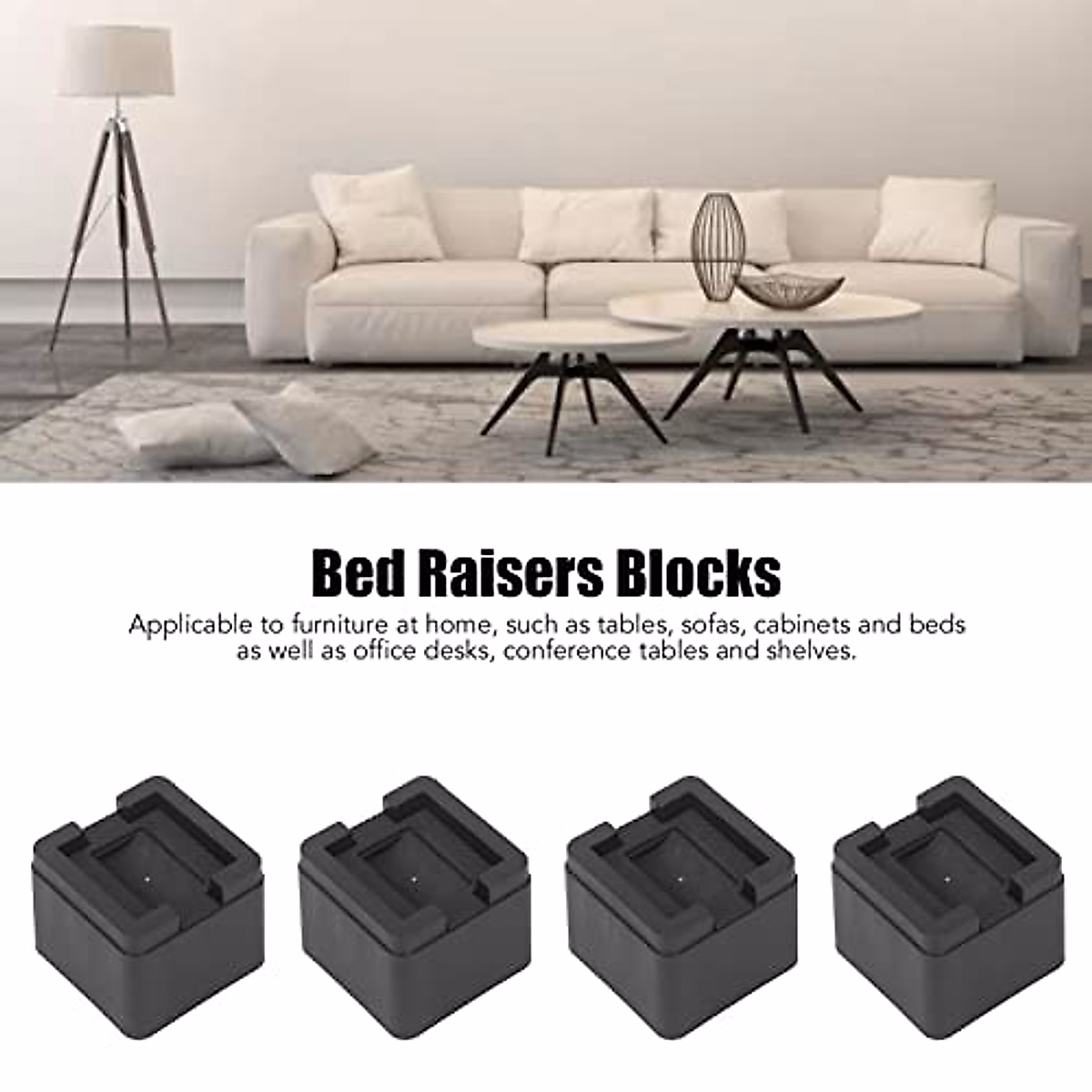 Mxzzand Furniture Riser Pad, Bed Raisers Blocks 4 Sets Leaving More Storage Space Anti Skid for Home