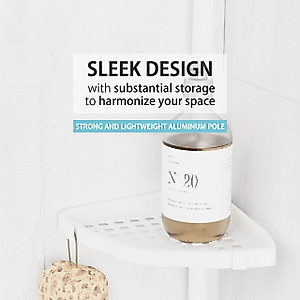 Better Living Products 70040 ULTI-Mate Rust Proof Aluminum Tension Shower Pole Caddy, White