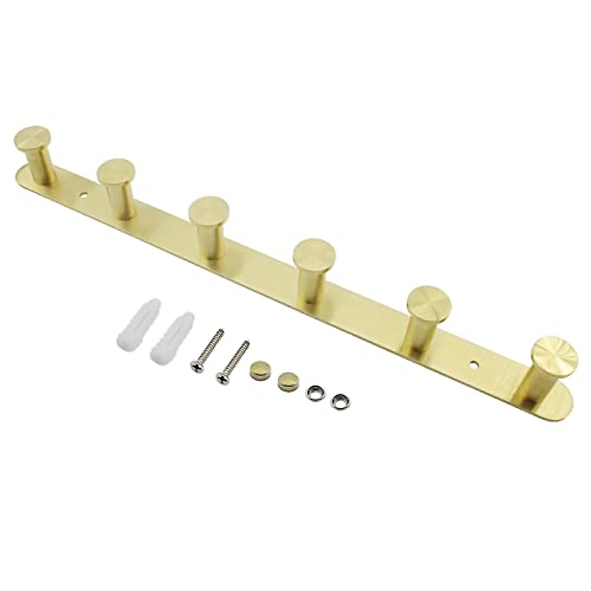 Ulifestar Wall Mounted Coat Rack, Stainless Steel Coat Hooks, Heavy Duty Entryway Hanging Coat Rack, Multi-Purpose Hook Rack Rail with 6 Hooks for Bedroom Bathroom Hallway Garage Garden Office (Gold)