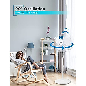 BLACK+DECKER 18-Inch, Stand Fan with Remote, White