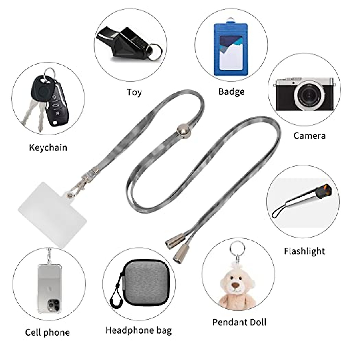 WWW Phone Lanyard,2× Universal Crossbody Cell Phone Lanyards with Multifuctional Patch and Adjustable Shoulder Neck Strap,Cell Phone Lanyard Compatible with All Smartphone for Women Girls,Grey