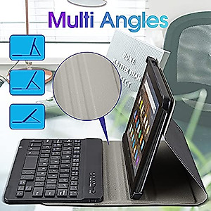 FunYaung Keyboard Case Compatible for Amazon Fire HD 8/8 Plus(10th, 2020 Release & 12th, 2022 Release), with Wireless Bluetooth Keyboard and Carrying Bag