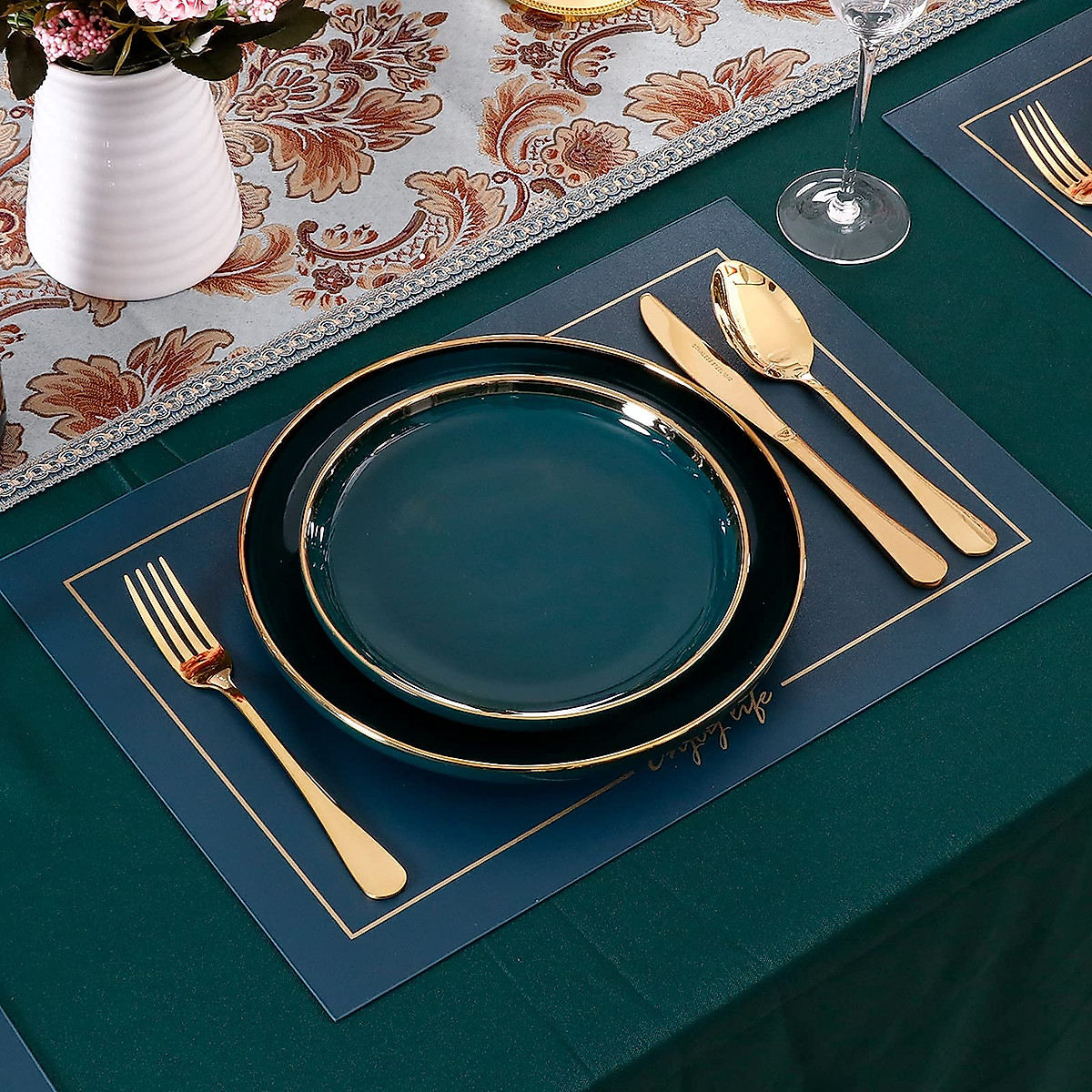 20-Piece Gold Silverware Set for 4, Suotarn Stainless Steel Kitchen Cutlery Utensils, Restaurant Home Party Flatware, Mirror Polished, Dishwasher Safe