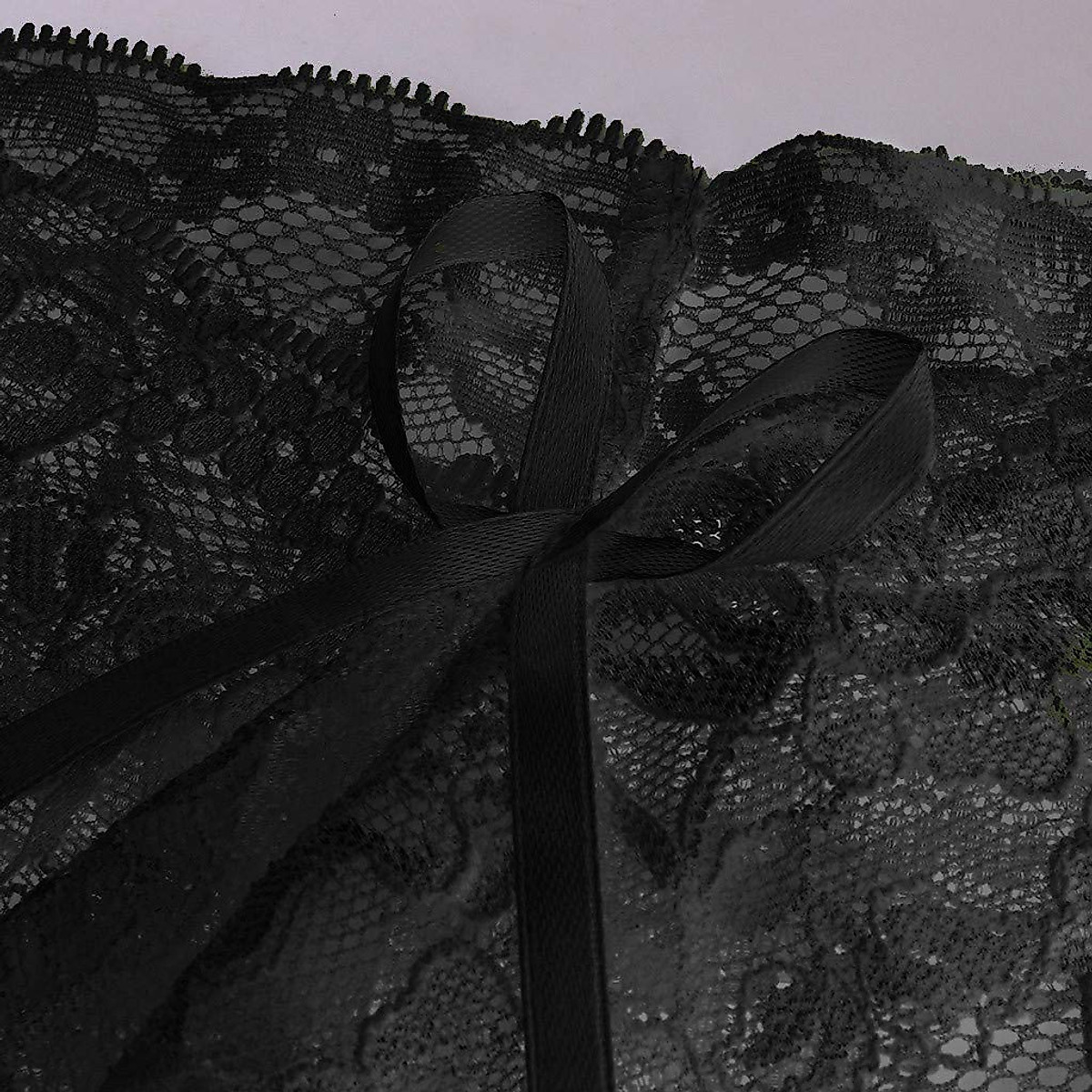 LATINDAY ◆ Womens Lace Underwear Soft Sexy Hollow Hipster Bow-Tie Ladies Bikini Panties Briefs Lingerie Black