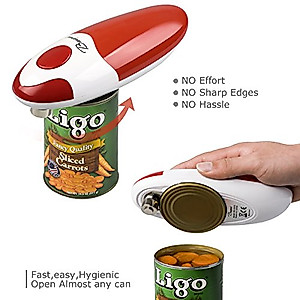 BangRui Smooth Soft Edge Electric Can Opener with One-Button Start and One-Button Manual Stop (Red)