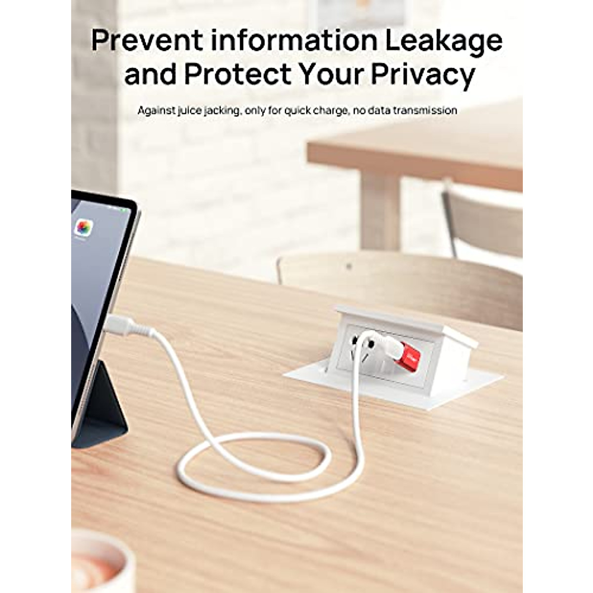 JSAUX USB-C Data Blocker, (2-Pack) USB-A to USB-C Female Defender Only for Quick Charge, Protect Against Juice Jacking, Refuse Hacking Provide Safe Charging- Red