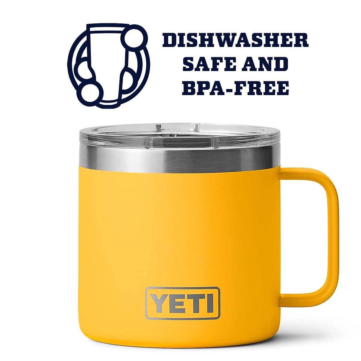 YETI Stainless Steel Rambler Drinking_Cup, Vacuum Insulated, with MagSlider Lid, 14 Ounces, Alpine Yellow