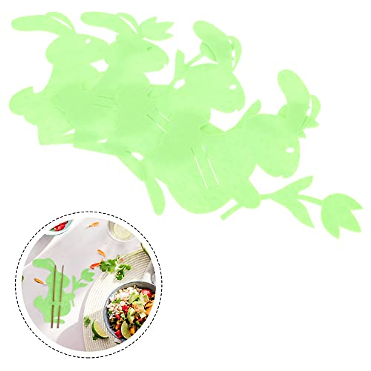 ABOOFAN 8pcs Easter Bunny Utensil Cutlery Holder Pouch Bags Rabbit Silverware Sleeve Fork Spoon Pocket Easter Table Decoration for Holiday Spring Easter Party Light Green