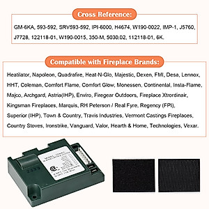 Hiorucet GM-6KA Control Module for Dexen, Heat-N-Glo, Quadrafire, Napoleon and Heatilator Fireplace, IPI Electronic Ignition Module for Dexen Industries GM6KA, 593-592, SRV593-592, IPI-6000, HHT 350M.