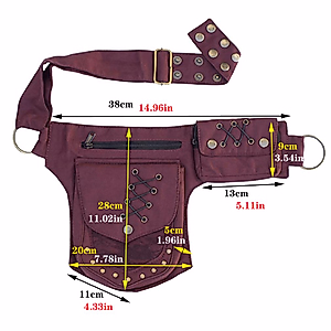 KPYWZER Waist Bag for Women Fanny Pack Renaissance Faire Festival Lace Chest Pack Hip Bum Bag with Adjustable Belt Travel Outdoors Maroon