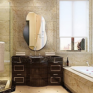 QDSSDECO Asymmetrical Wall Mounted Mirror, Wavy Mirror, Irregular Shaped for Living Room, Bedroom, Entryway, 19.7" x33.5"