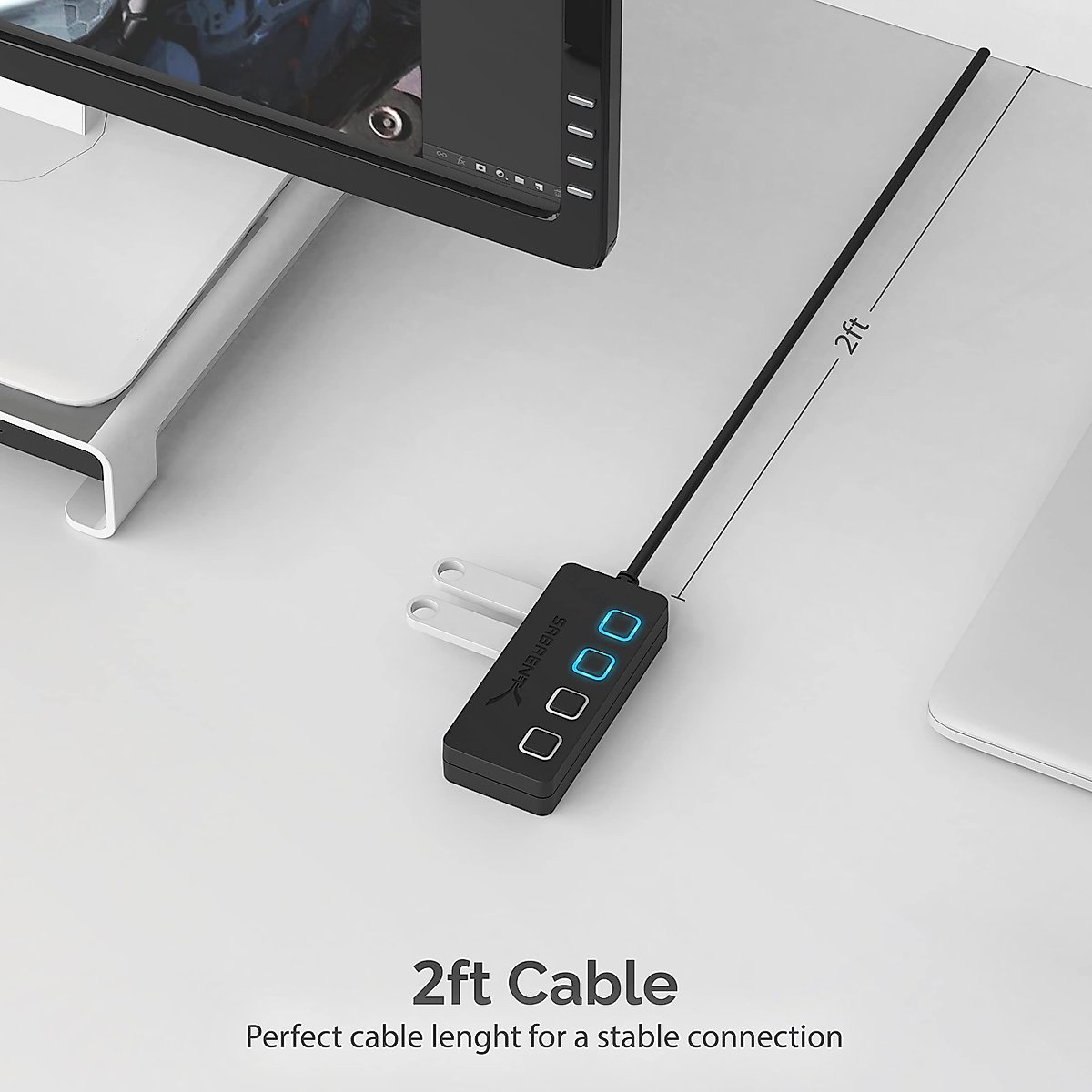 USB External Stereo Sound Adapter for Windows and Mac + SABRENT 4-Port USB 3.0 Data Hub