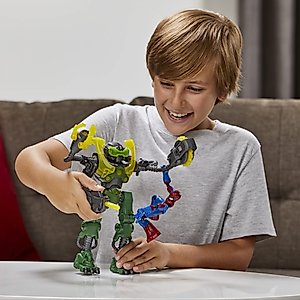 Marvel Bend and Flex Spider-Man Vs. Ock-Bot, 6-inch Spider-Man Action Figure, 10-Inch Ock-Bot with 2 Projectiles, Ages 4 and Up