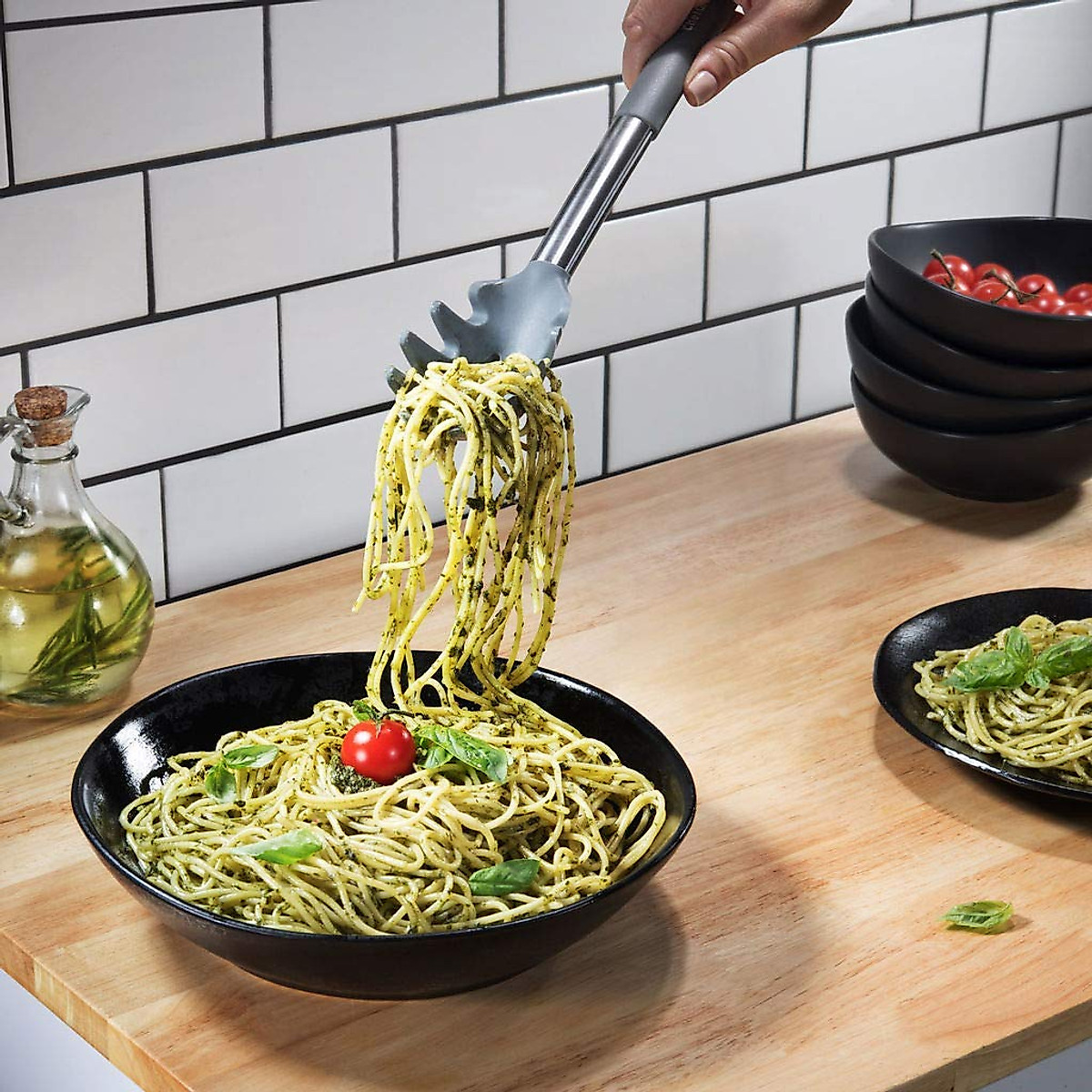 Silicone Cooking Utensils Set - Stainless Steel Handle, 15 Piece Kitchen Utensil Sets | Nonstick, Heat Resistant, BPA Free & Dishwasher Safe | Grey