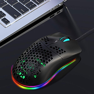 Esenlong Wired Gaming Mouse Macro Programming Mouse 6400DPI Ergonomic USB Computer Mice RGB Laptop PC Gaming Mouse for PC Laptop Desktop (6- Key) for E- Sport Game, Daily Office Work, Home use.