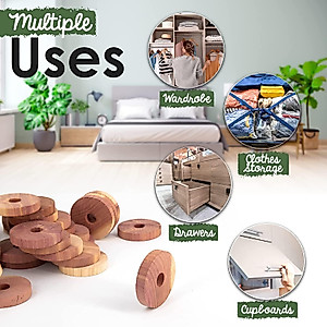 ecoKiwi Cedar Blocks for Clothes Storage - 55 Pack Cedar Rings - 100% Natural Aromatic Cedar for Closets & Drawers - Red Cedarwood Oil Scented Chips with Sandpaper - Cedar Planks Freshener Deodorizer