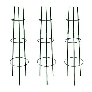 Gardzen 3-Pack Tomato Cage, Plants Support, Trellis Climbing Ring Cage, Stand for Pepper Eggplant Tomato Flowers