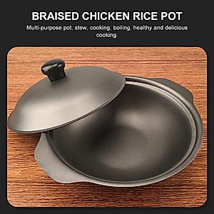 DOITOOL 18cm Cast Iron Casserole Dutch Oven Pot Yellow Braised Chicken Rice Pot Dutch Oven Cooking Pot Claypot Rice Pot
