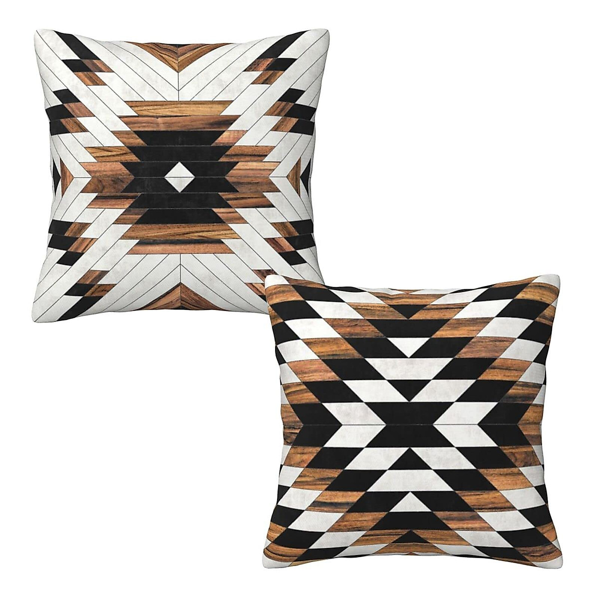 Tribal Aztec Western Wooden Native American Indian Farmhouse Throw Pillow Covers 18x18 in Pillow Case Soft Cushion Pillow Covers Set of 2 for Sofa Bed Bedroom Living Room Home Decor
