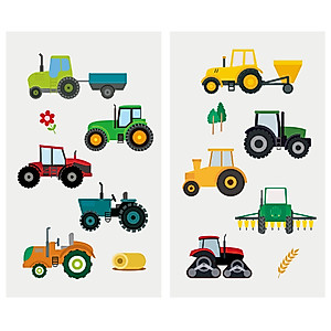 24 Sheets Tractor Temporary Tattoos, Birthday Decorations Tractor Party Favors