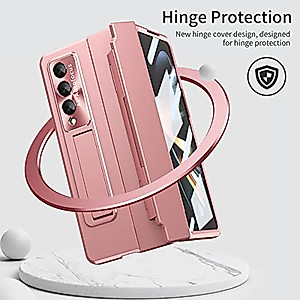 Armor Case for Samsung Galaxy Z Fold 3 5G with Wireless Charging,360 Protection Built-in Screen Protector Dustproof Shockproof Case Cover Compatible with Samsung Galaxy Z Fold 3 5G(Rose Gold)