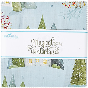 Magical Winterland Riley Blake 5-inch Stacker, 42 Precut Fabric Quilt Squares by Lisa Audit, Assorted