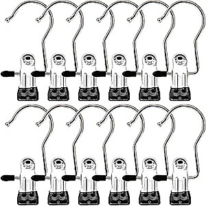 Boot Hangers Clips Laundry Hooks Hanging Clips Clothes Pins Closet Hanger Organizer Clamps Socks Towel Clips Heavy Duty Clothespins Bulk Hanger Clips for Closet Travel Pants Socks Handbags, 12 Pack