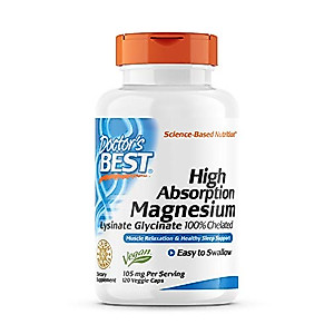 Doctor's Best High Absorption Magnesium Lysinate Glycinate, Easy to Swallow, 120 Ct