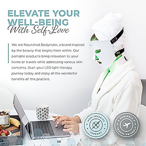Nourished Bodynskin LED Light Therapy Face & Neck Mask - Facial Skin Care Device - 7 Colors Red & Blue - Rejuvenation, Anti-aging Product for Wrinkles