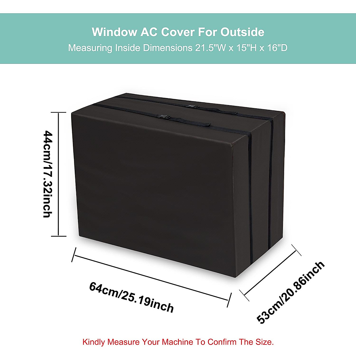 itechpanda Window Air Conditioner Cover Outdoor with Adjustable Straps, Dust-Proof and Waterproof Window AC Cover for Outside, Heavy Duty Defender (25.5Wx20.7Dx17.3H)