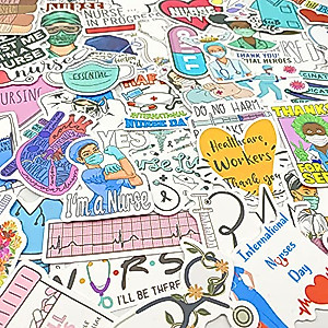 Aowplc 50 Pcs Nurse Stickers, Vinyl Nursing Stickers Decals for Laptops and Water Bottles, Nurse Accessories for Work